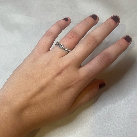 Jewelry | Daisy Chain Silver Boho Ring Stackable Flower Ring Grunge ...
